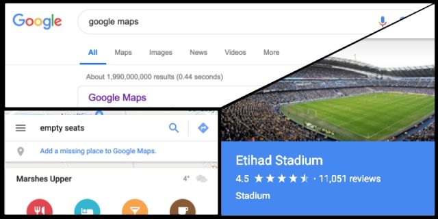 Photos: Even Google Maps knows about Manchester City's attendance problems