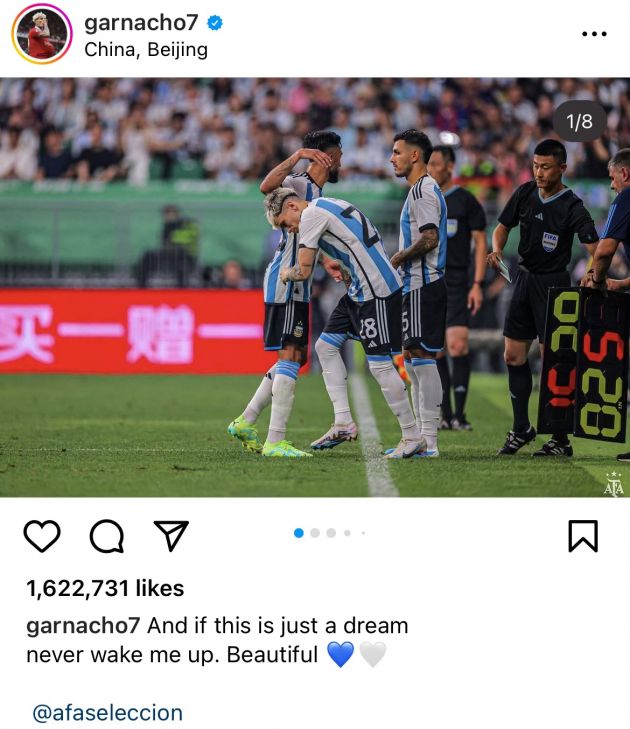 Alejandro Garnacho shares heartwarming reaction to making Argentina debut