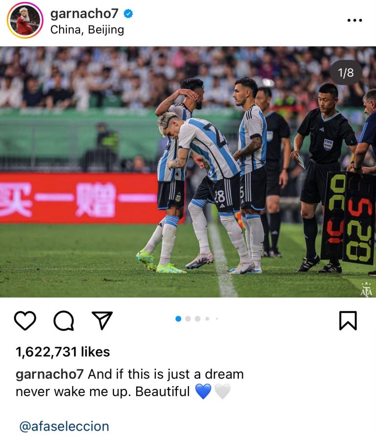 Alejandro Garnacho shares heartwarming reaction to making Argentina debut