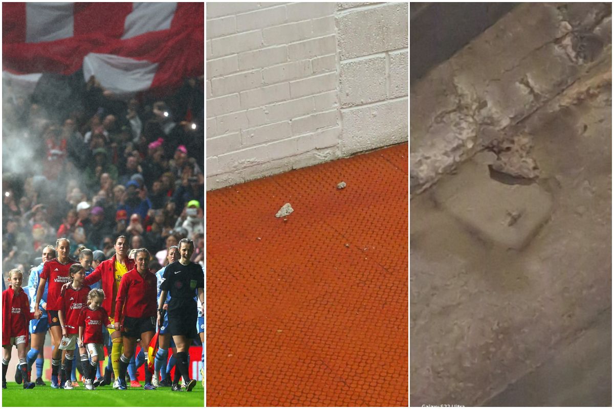 A new stage of decay at Old Trafford sees pieces of concrete from roof ...