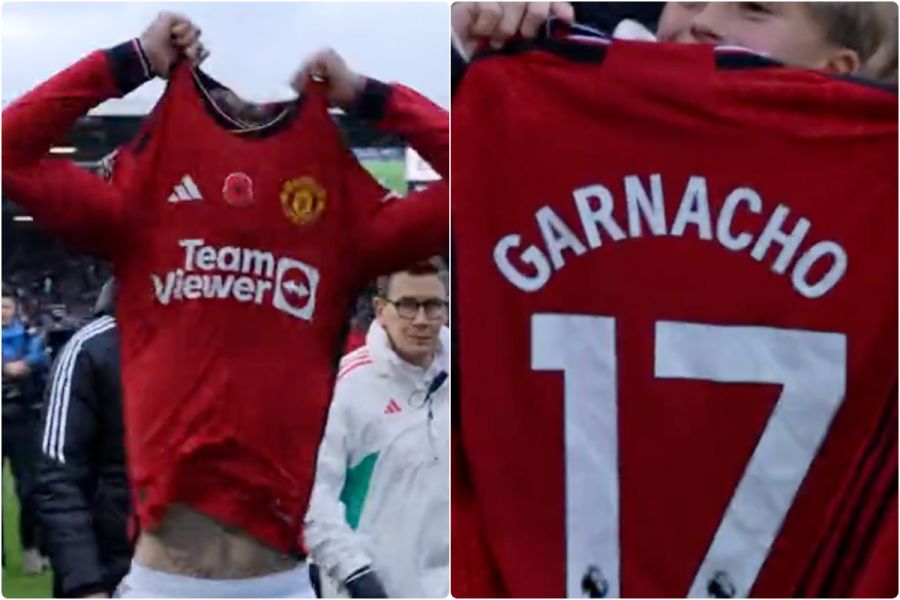 (Video) Alejandro Garnacho gives shirt to young Fulham fan at half-time